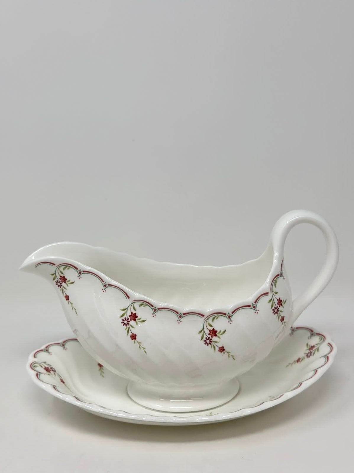Wedgwood Pink Garland Gravy Boat with Stand - Kitchen Smart