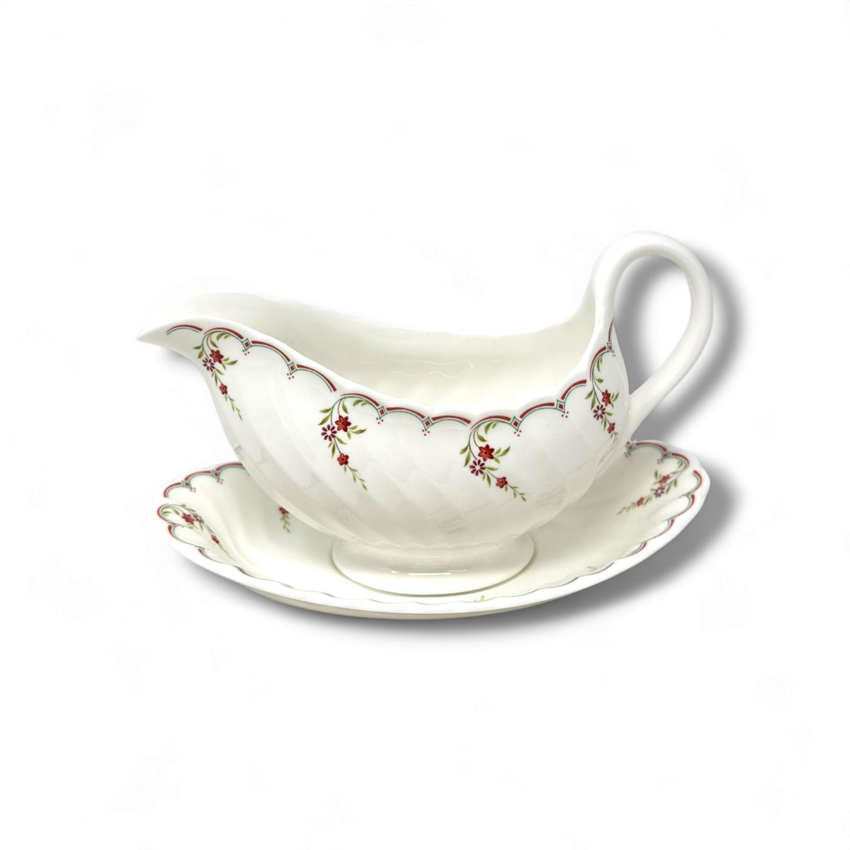 Wedgwood Pink Garland Gravy Boat with Stand - Kitchen Smart