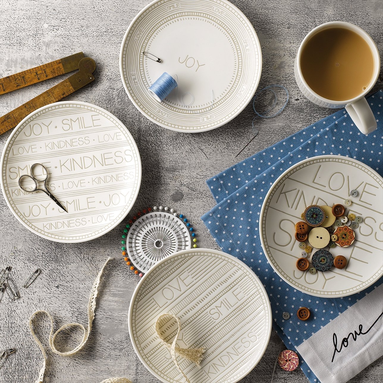 Ellen DeGeneres Taupe 6" Accent Plates - Set of 4 - Kitchen Smart